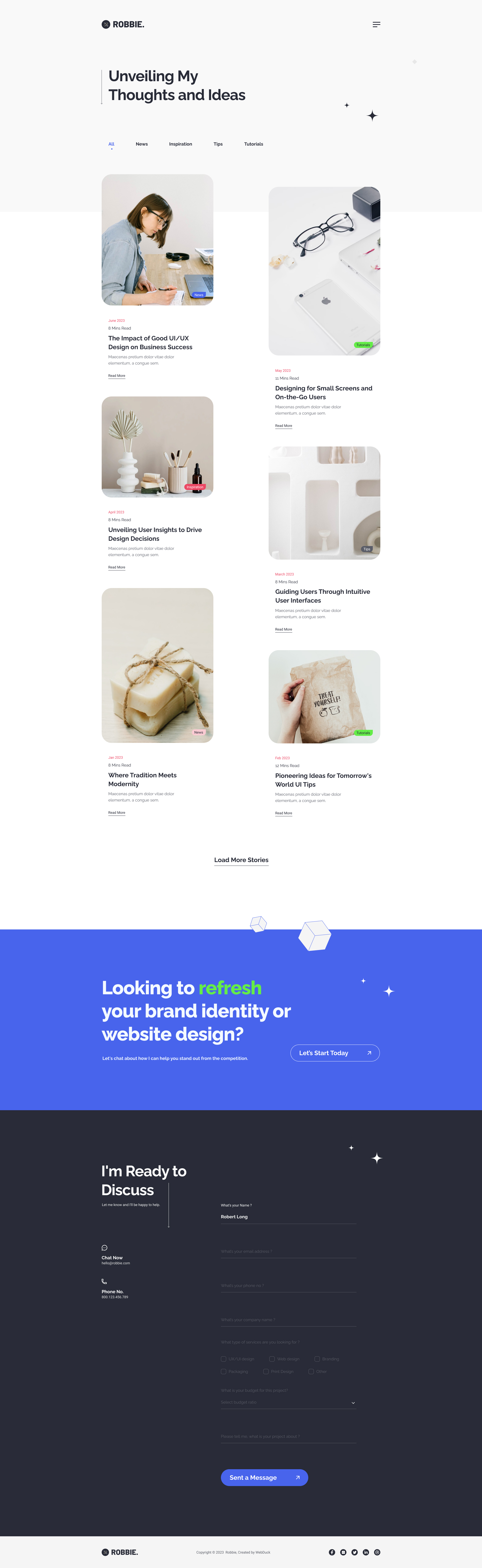 ROBBIE - Portfolio Resume Figma Template by webduck | ThemeForest